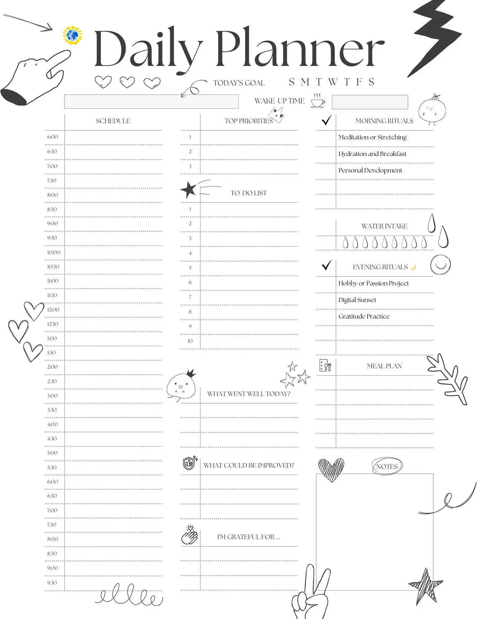 Perfect Day Planner Template - Mondosol